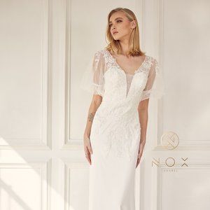 Nox | Dresses | New Long Trumpet Wedding Embroidered Sequins Dress With Zipper Back Nx Je927 ...
